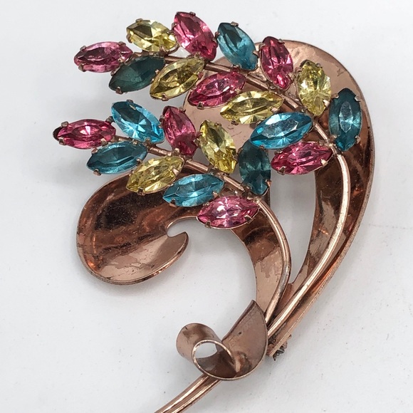 Coro | Jewelry | Vintage Coro Sterling Rhinestone Floral Brooch Pin ...